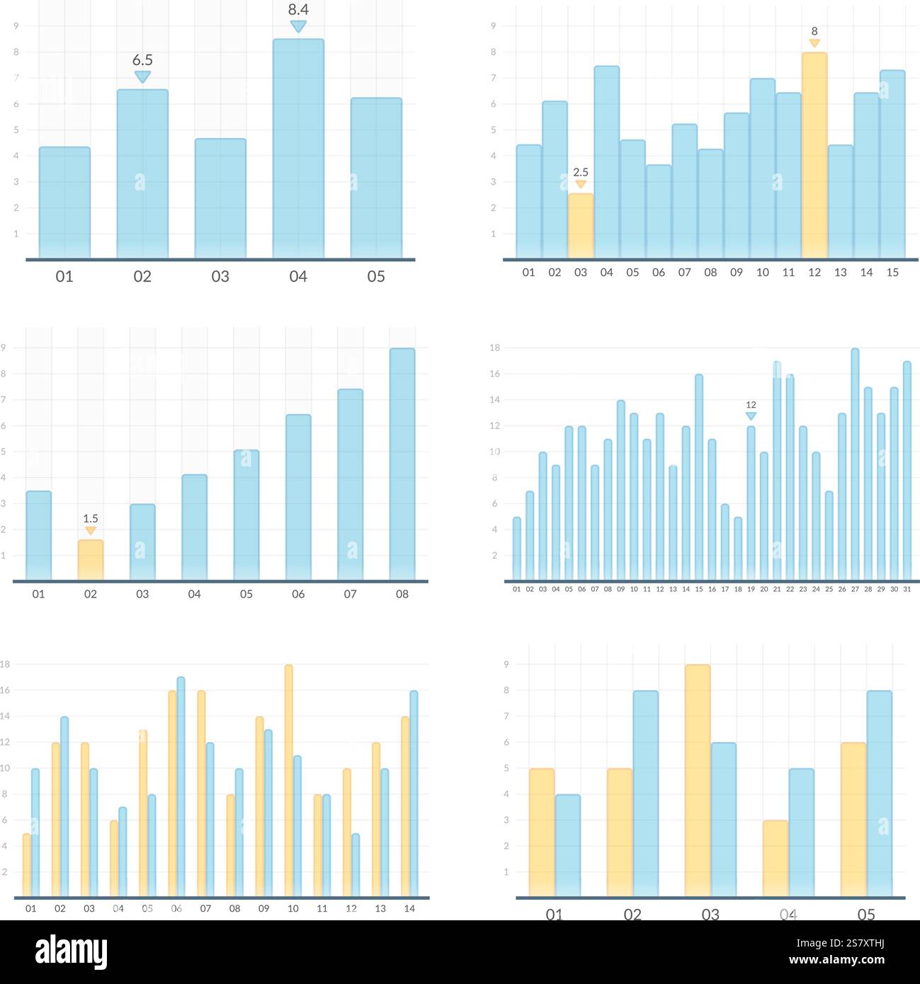 Set of blue transparent bar graphs, business infographics, vector eps10 ...