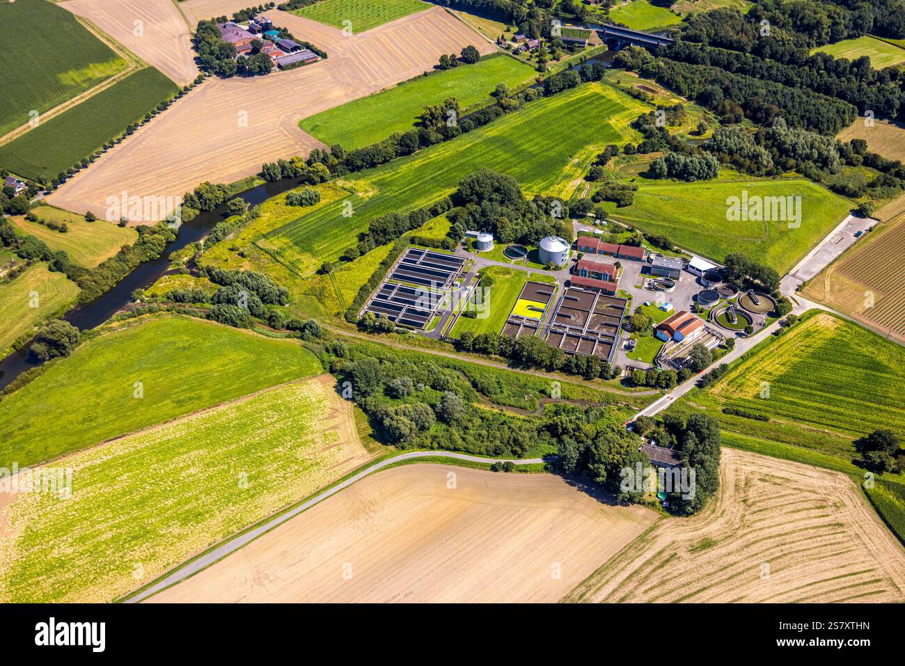 Aerial photo, Lippe renaturation, Lippe loop, course of the Lippe ...