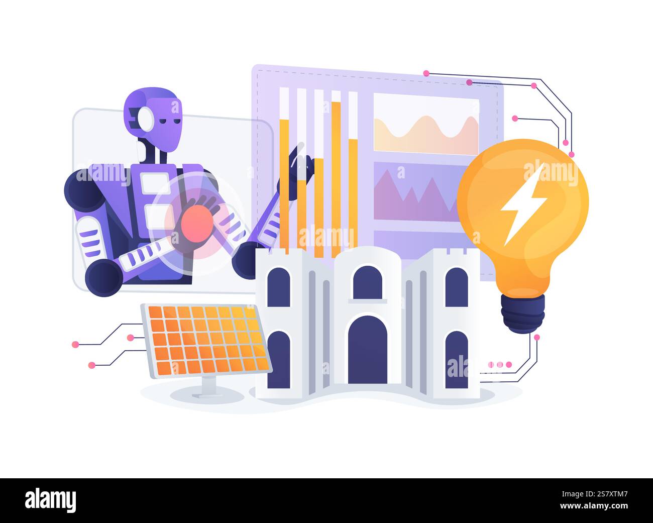 AI-Backed Energy Efficiency abstract concept vector illustration Stock ...