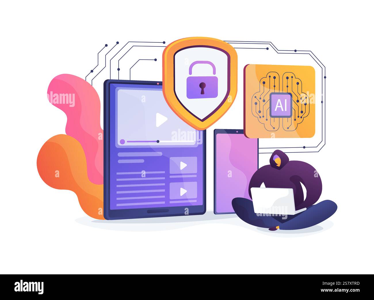 AI-Powered Content Protection abstract concept vector illustration ...