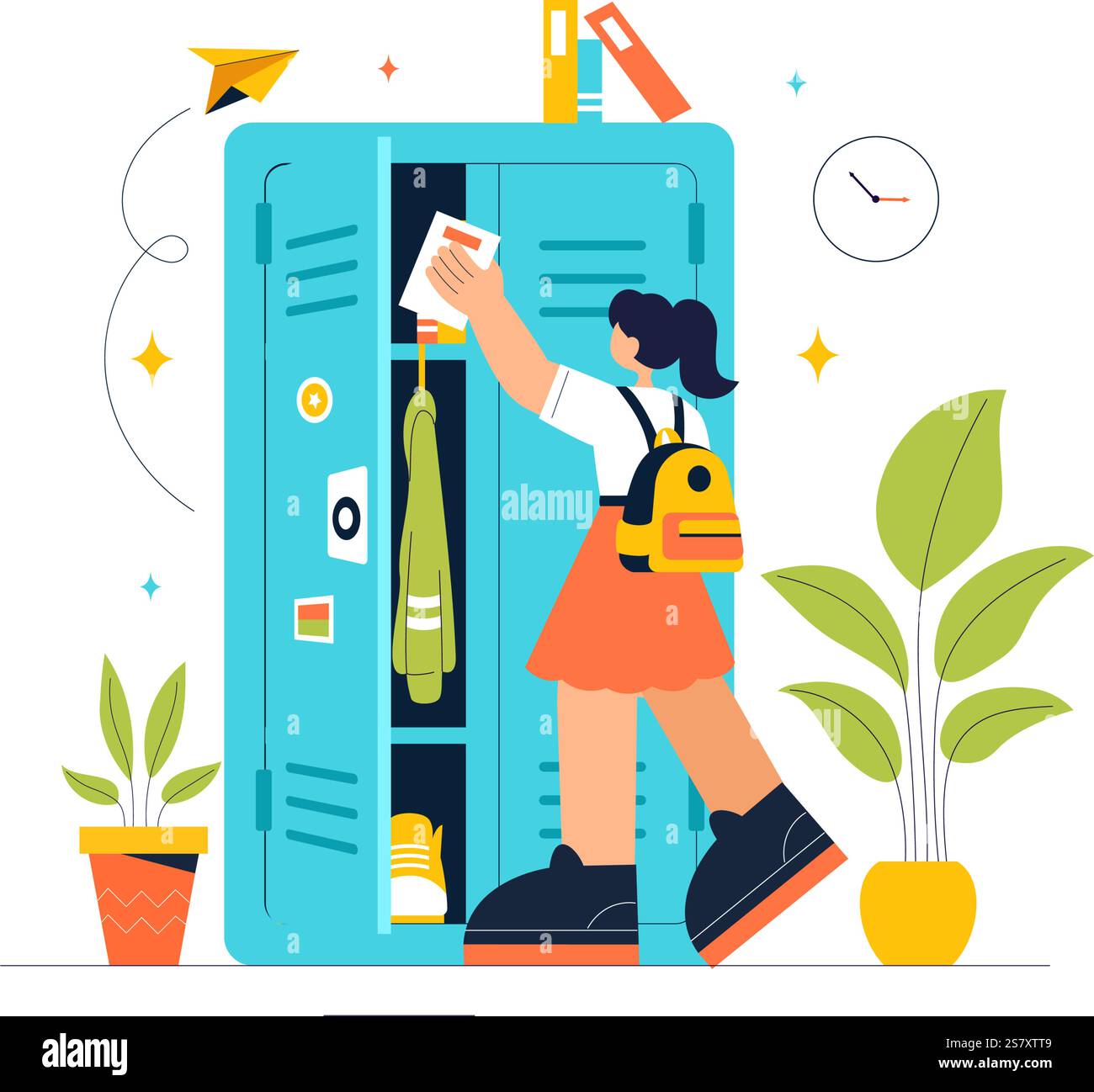 School Locker Room Vector Illustration Featuring Neatly Organized ...