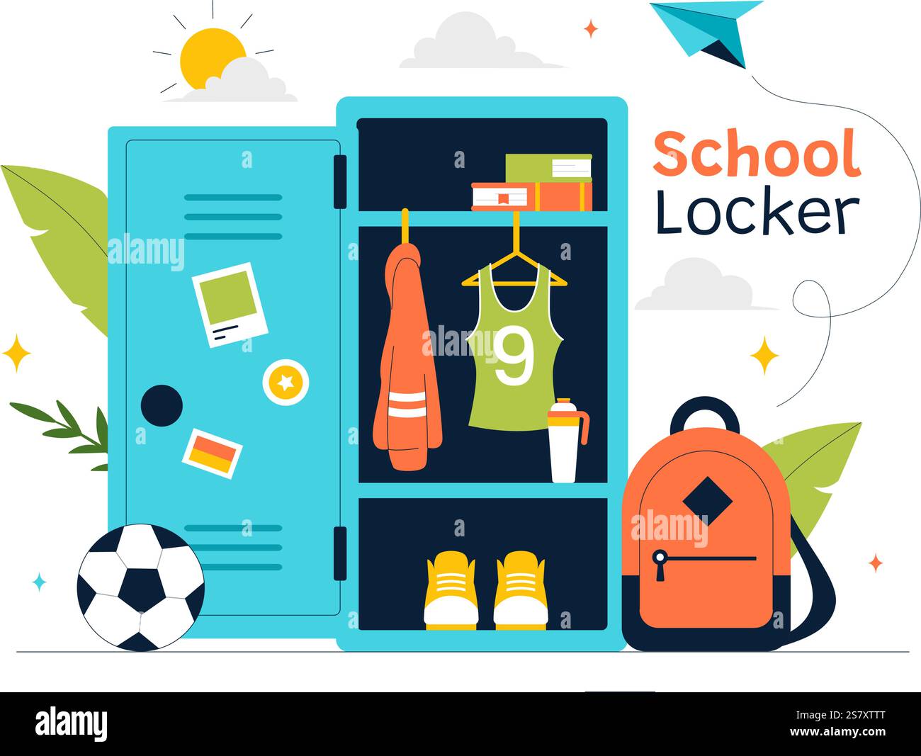 School Locker Room Vector Illustration Featuring Neatly Organized ...