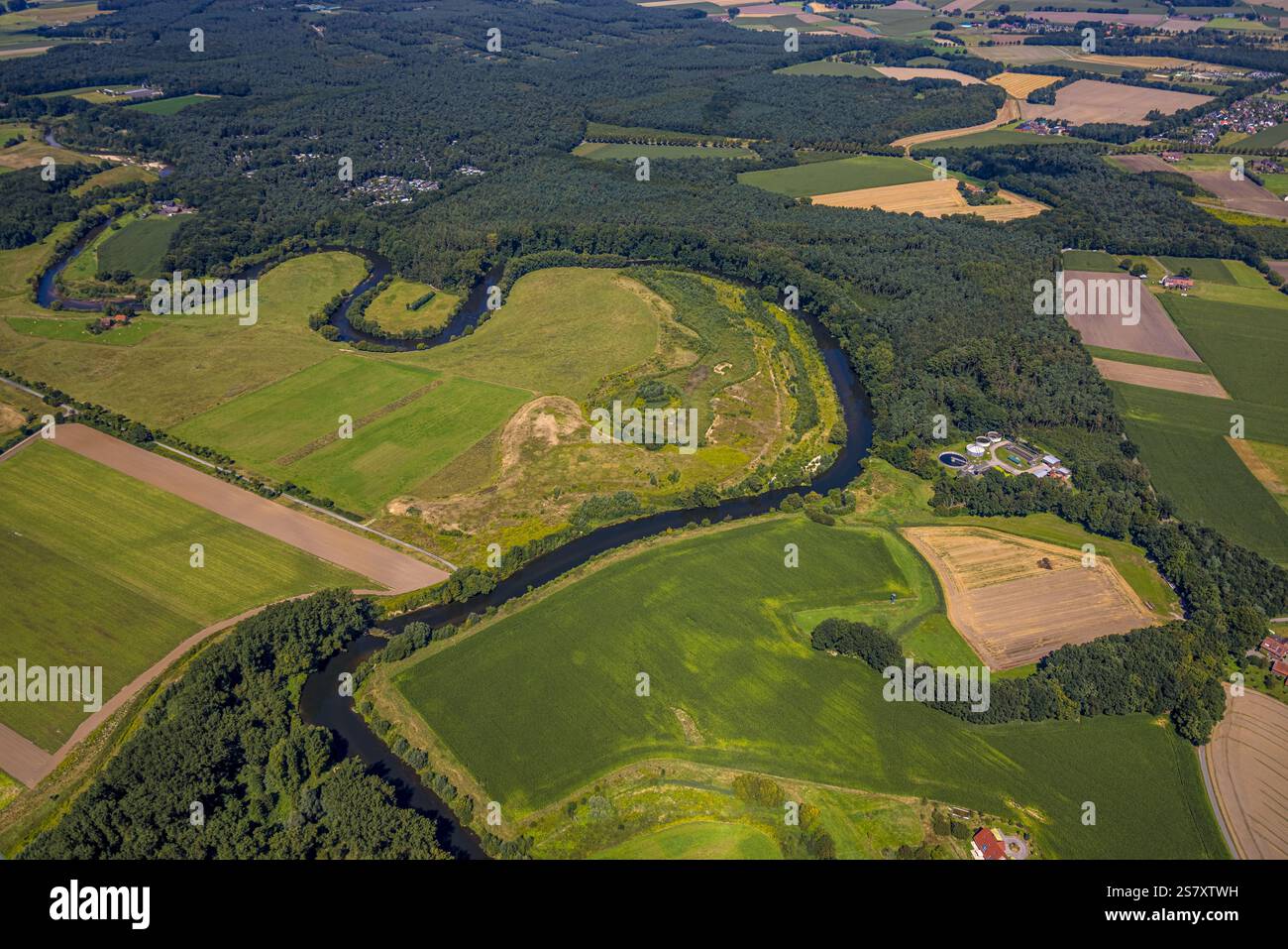 Aerial photograph, Lippe renaturation, Lippe loop, course of the Lippe ...