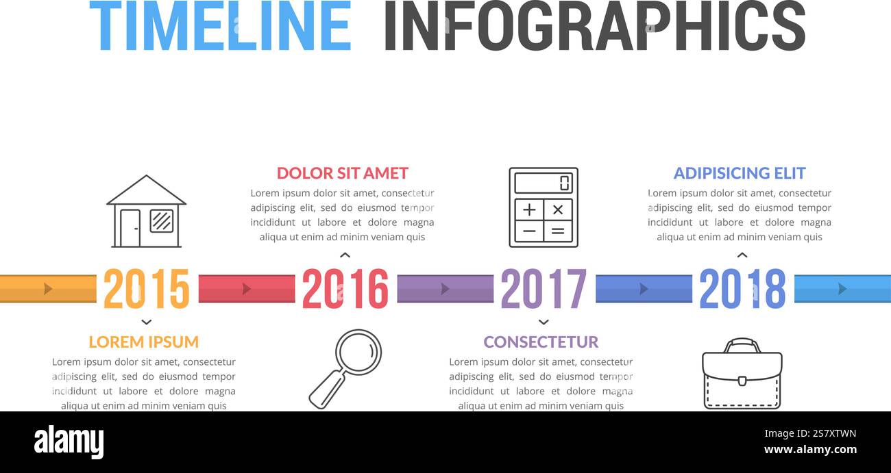 Timeline infographics template, workflow, process, history diagram ...