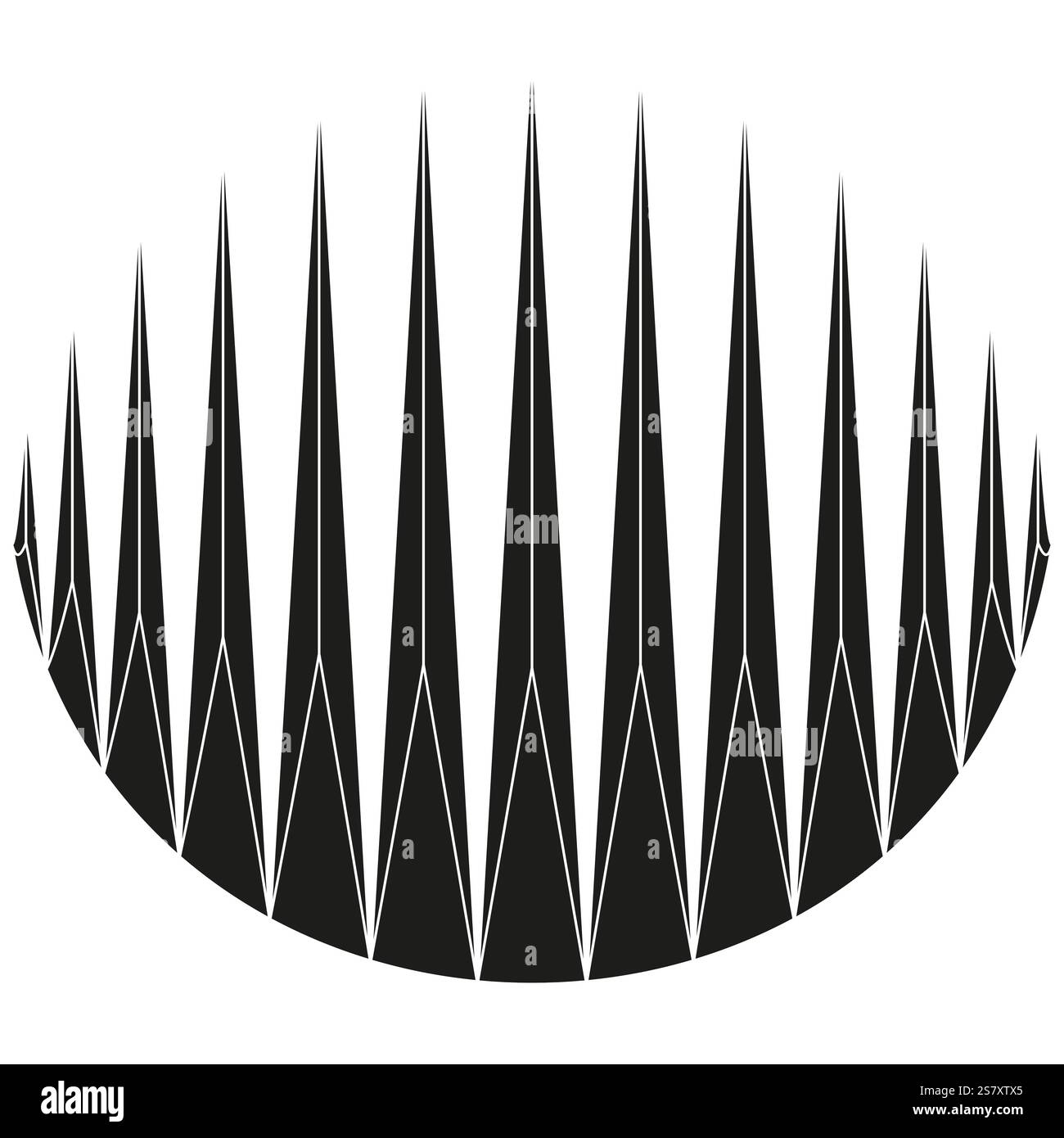 Abstract spiked shape. Symmetrical geometric pattern. Black and white ...