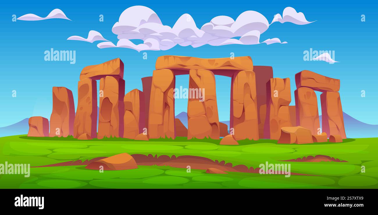 Stonehenge landscape, ancient travel landmark, mysterious dolmen in ...