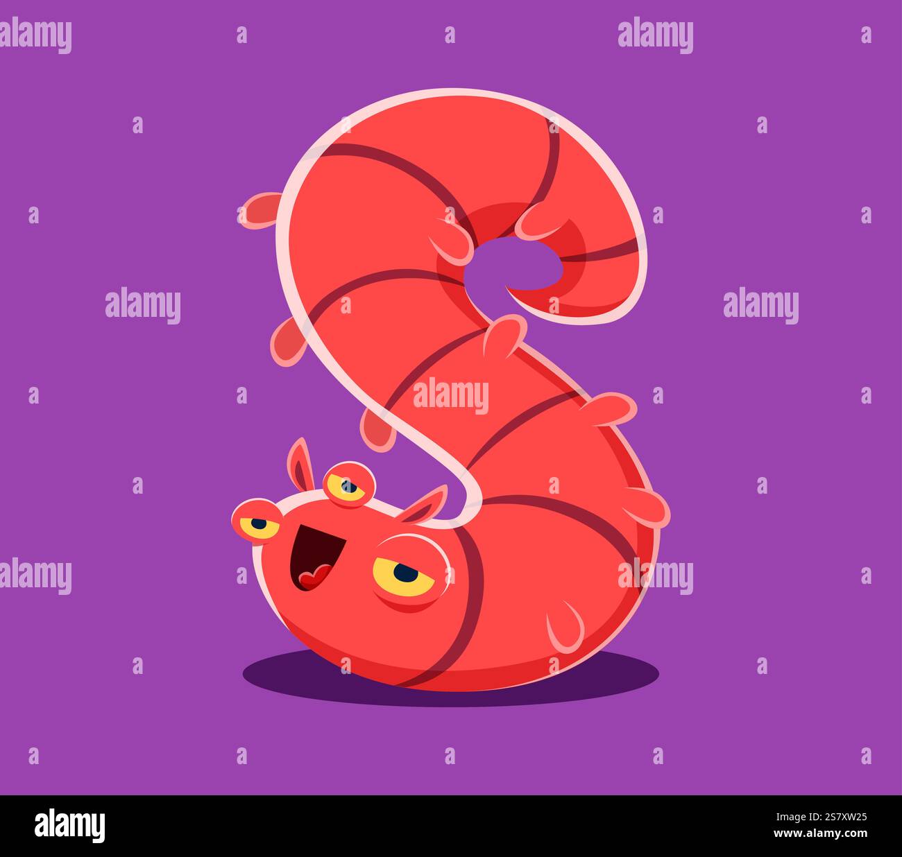 Halloween font letter S funny monster character. Silly horror worm ...
