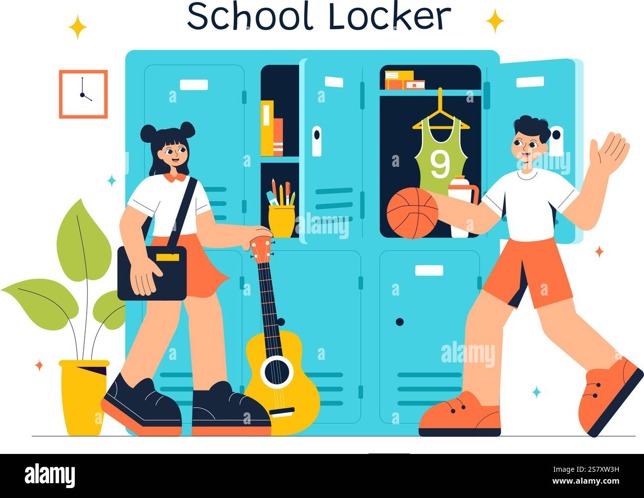 School Locker Room Vector Illustration Featuring Neatly Organized ...