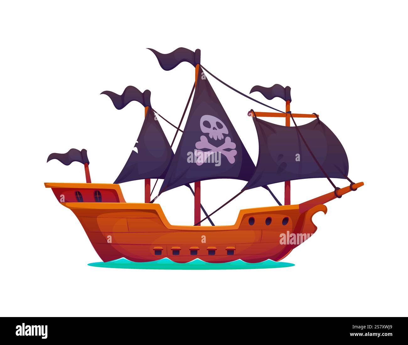 Privateer pirate ancient galleon sail ship. Corsair old galleon vessel ...