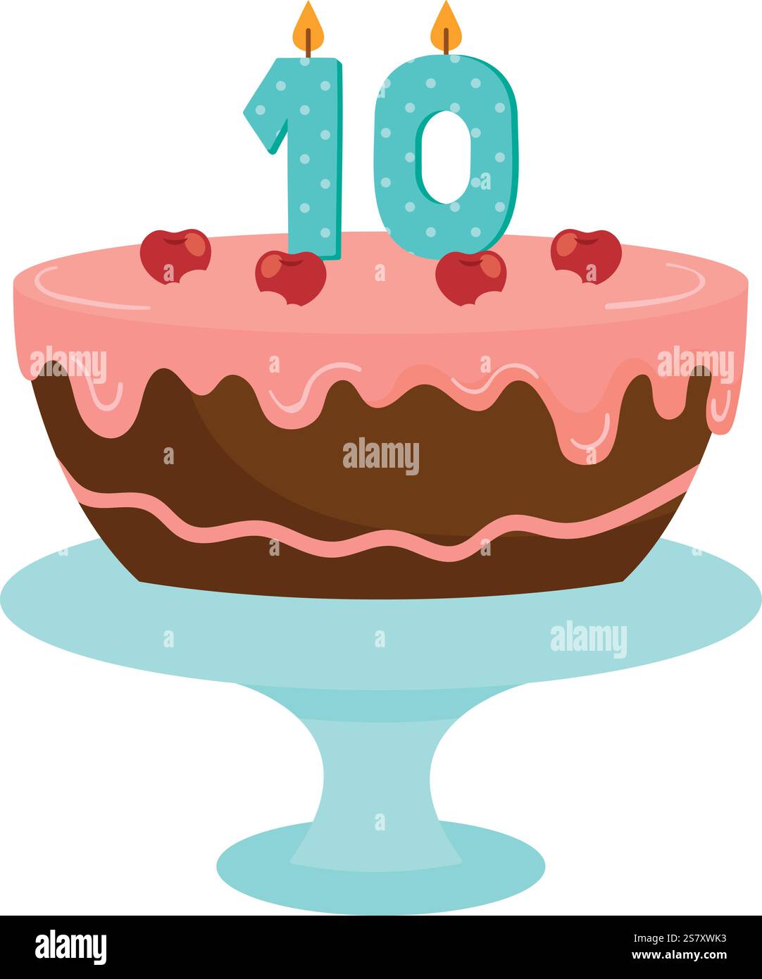birthday cake and candle ten Stock Vector Image & Art - Alamy