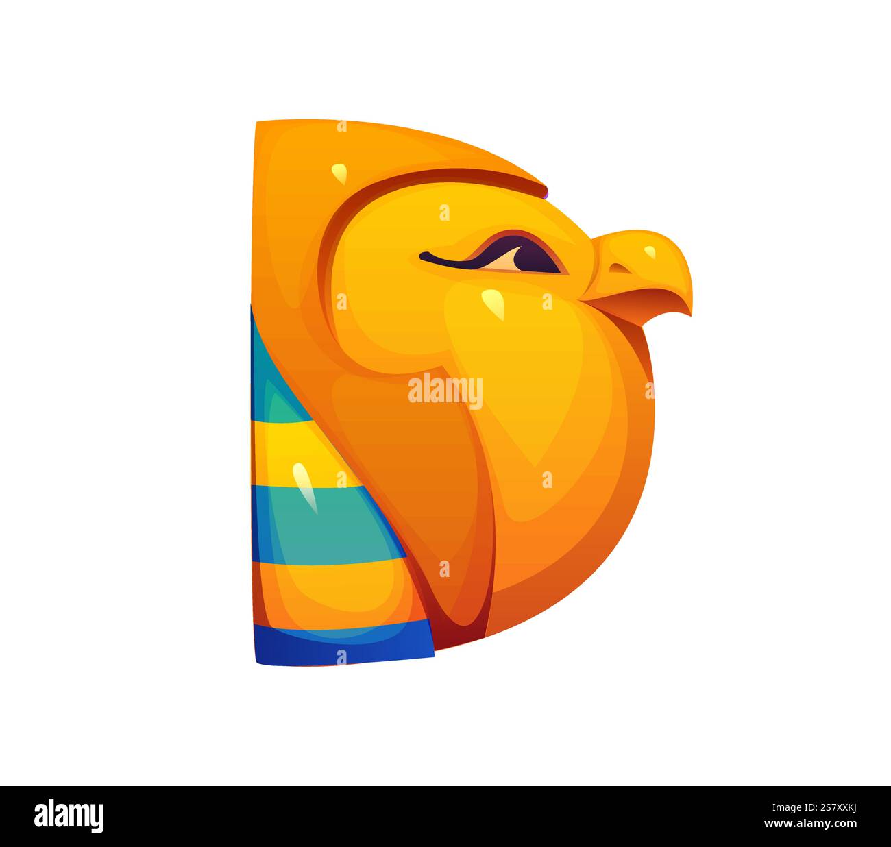 Cartoon Egyptian font falcon bird D letter. Ancient civilization latin ...