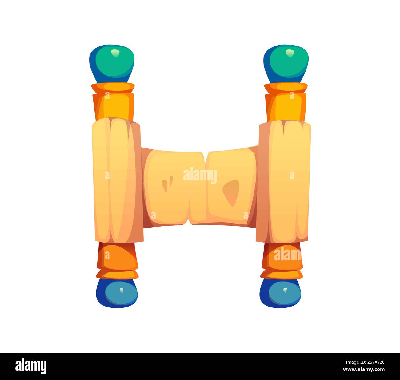 Cartoon Egyptian font papyrus scroll H letter. Egypt history English ...