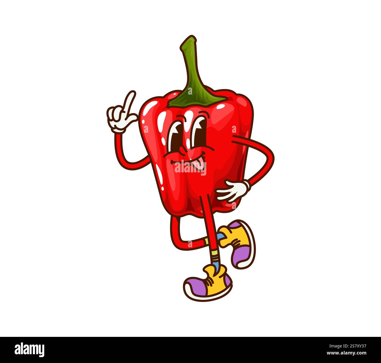 Cartoon groovy pepper vegetable character on fitness sport, vector ...