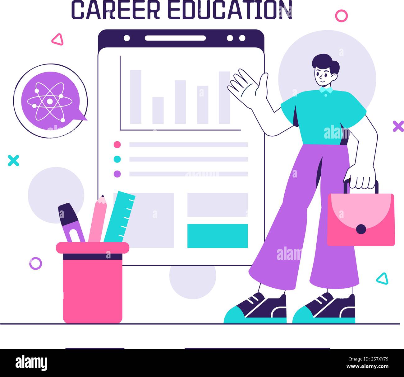 Career Education Vector Illustration Featuring a Growth Oriented ...
