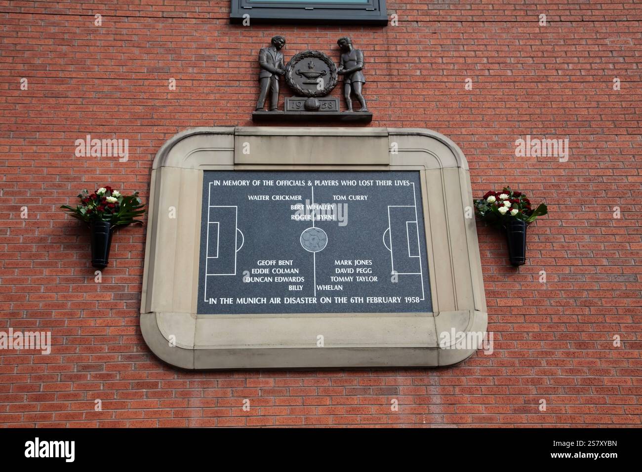 Plaque at Old Trafford football ground to commemorate those players who ...