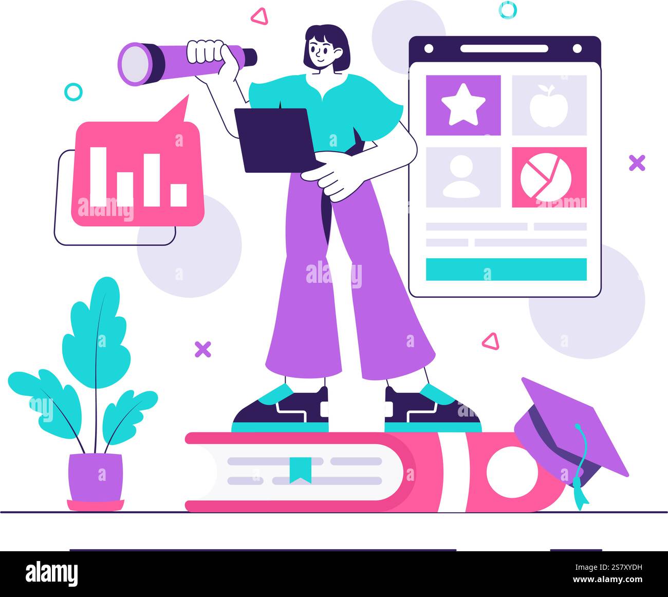 Career Education Vector Illustration Featuring a Growth Oriented ...