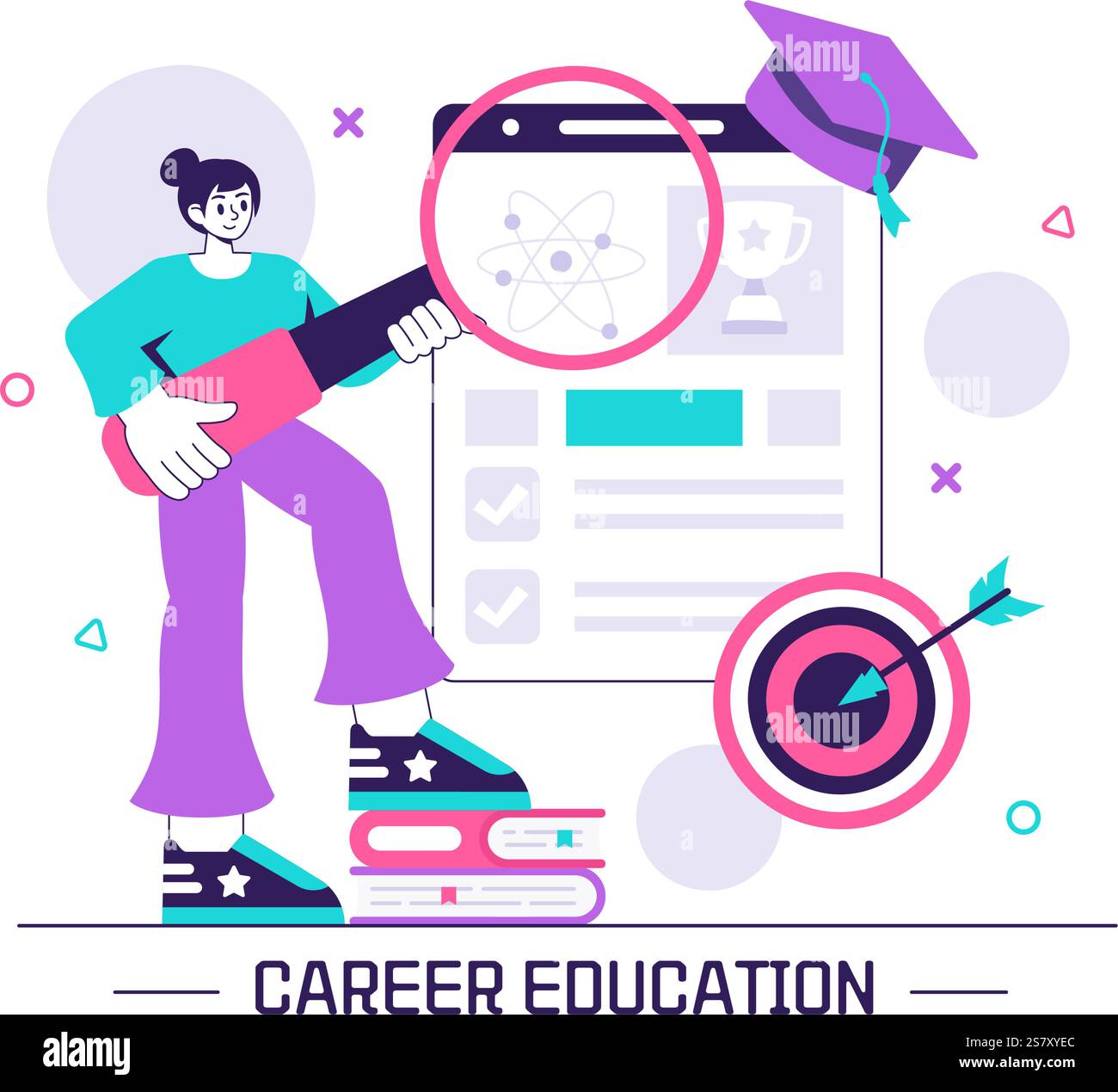 Career Education Vector Illustration Featuring a Growth Oriented ...