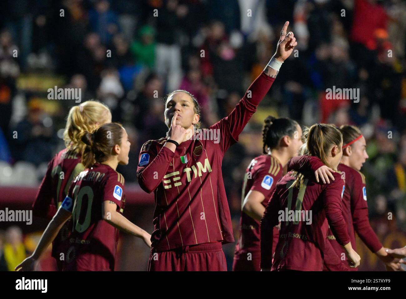 AS Roma's Elena Linari celebrates after scoring the goal 3-1 during the ...