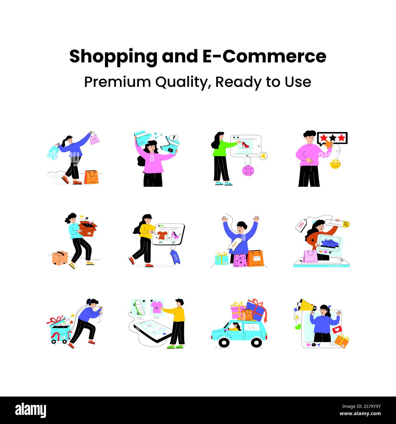 Collection of Modern Vector Design Illustrations of Shopping Sales and ...