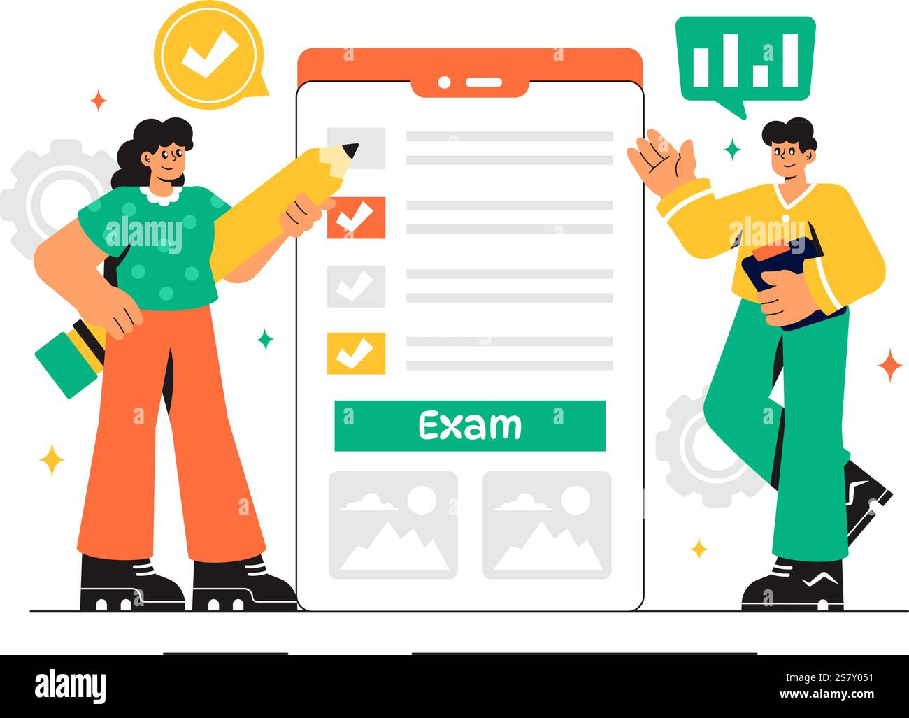 Examination Paper Vector Illustration Featuring an Online Exam, Answer ...