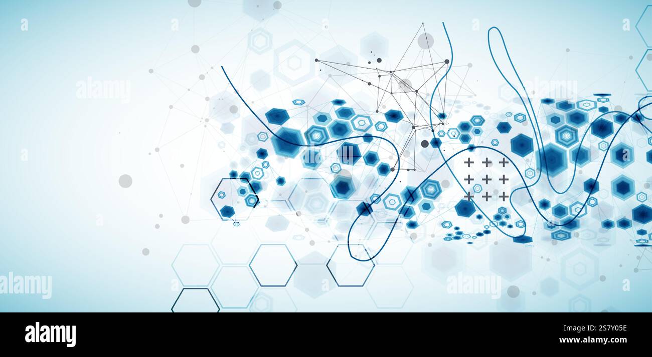 Abstract hexagon background with plexus effect for design works. Vector ...