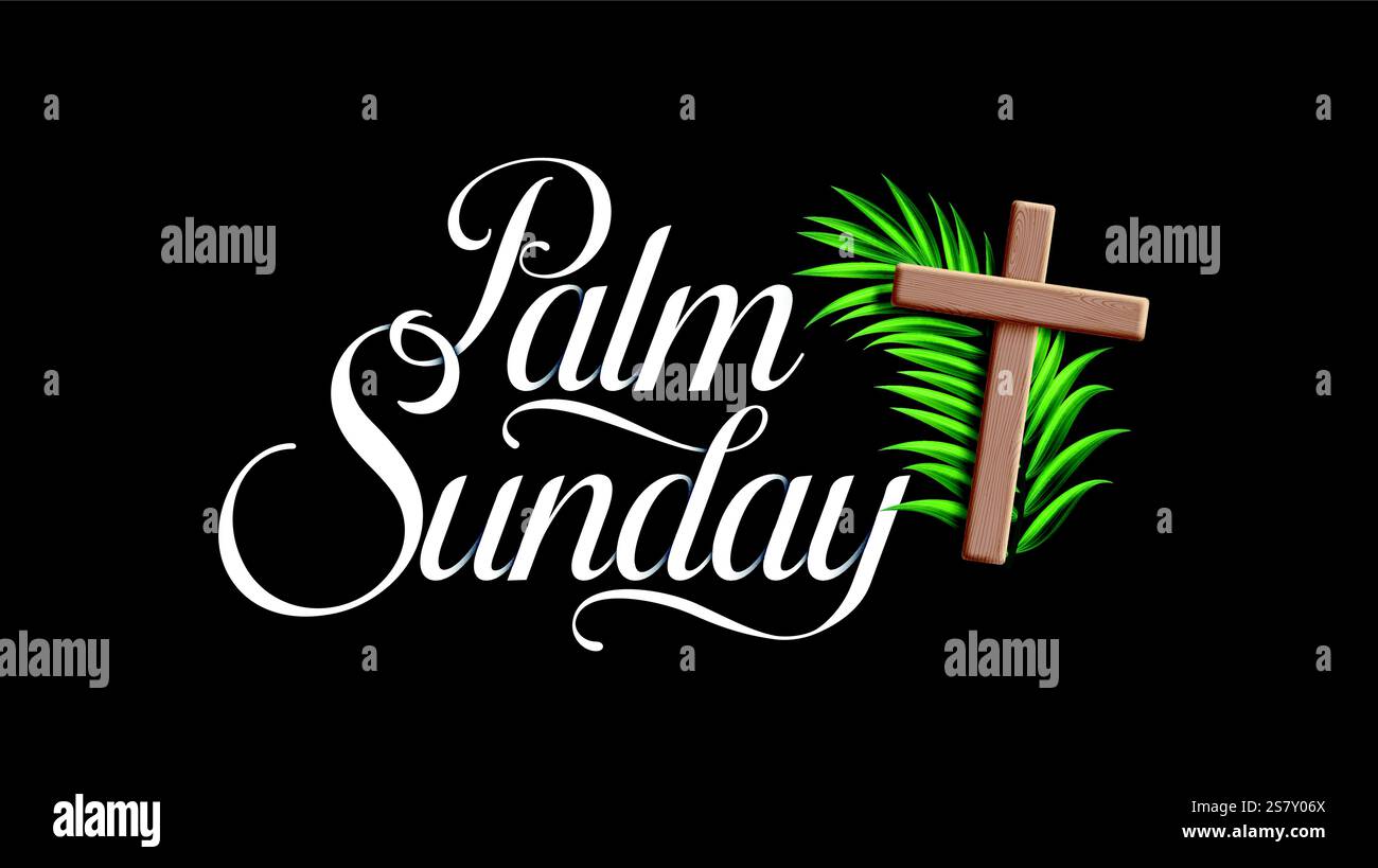 Palm sunday greeting clipart design. Jesus christ is risen with wood ...