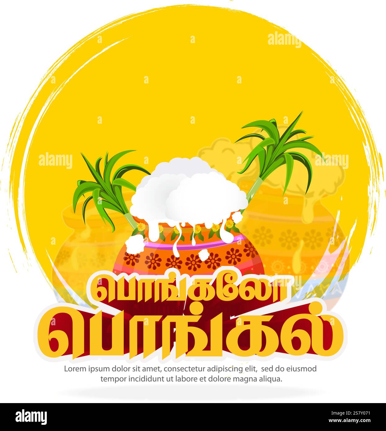 Vector illustration of a Pongal celebration, featuring a traditional ...