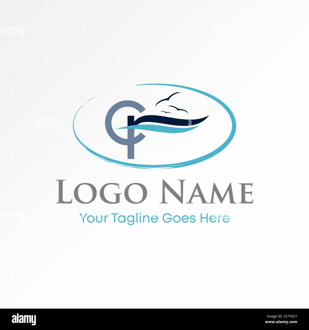 Logo design graphic concept creative premium vector stock image graphic initial CR font beach ...