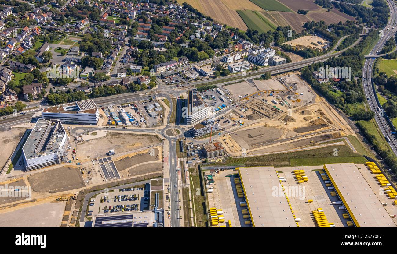 Aerial view, large construction site Mark 51/7, science and technology ...