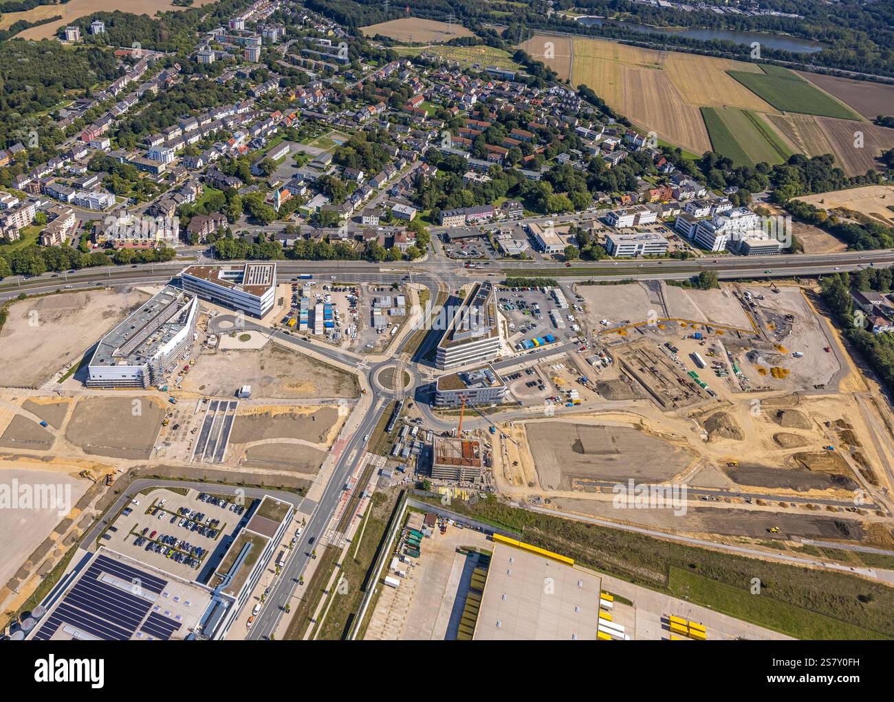Aerial view, large construction site Mark 51/7, science and technology ...