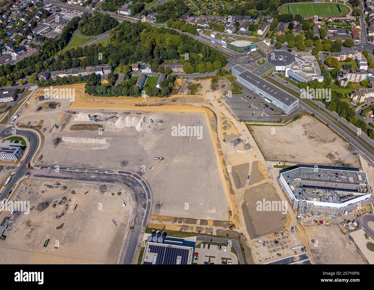 Aerial view, large construction site Mark 51/7, science and technology ...