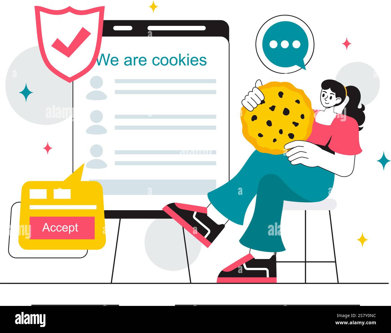 Internet Cookies Technology Vector Illustration Featuring Tracking ...