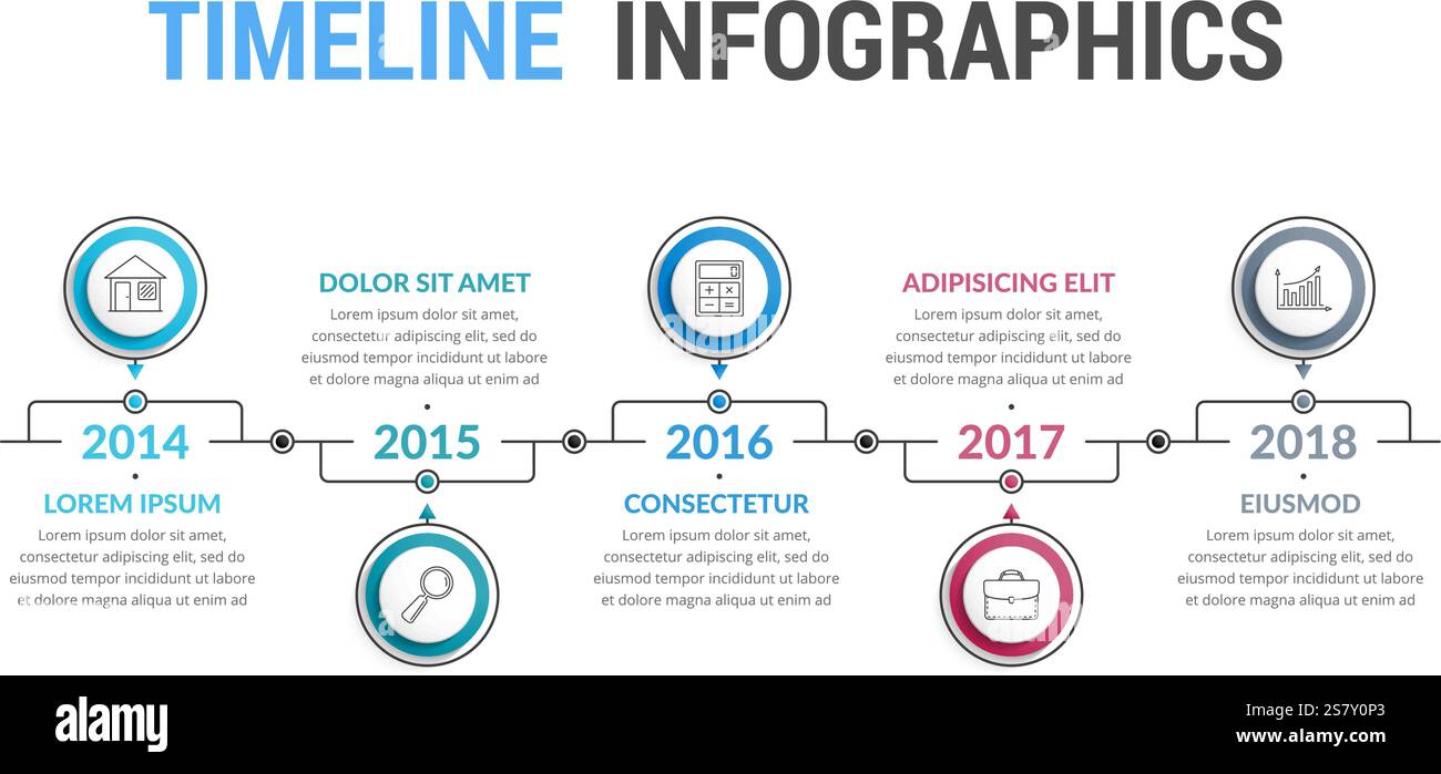 Timeline infographics template, workflow or process diagram, vector ...