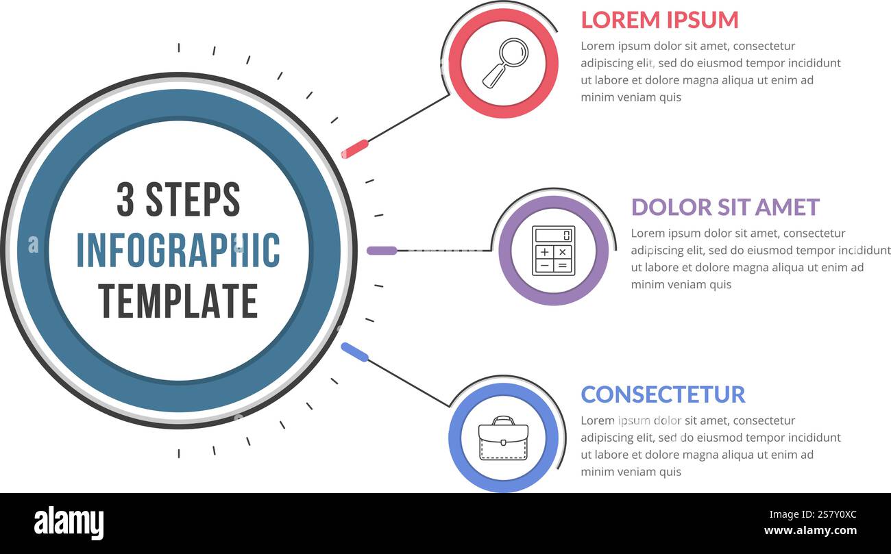 Infographic template with three steps or options, workflow, process ...