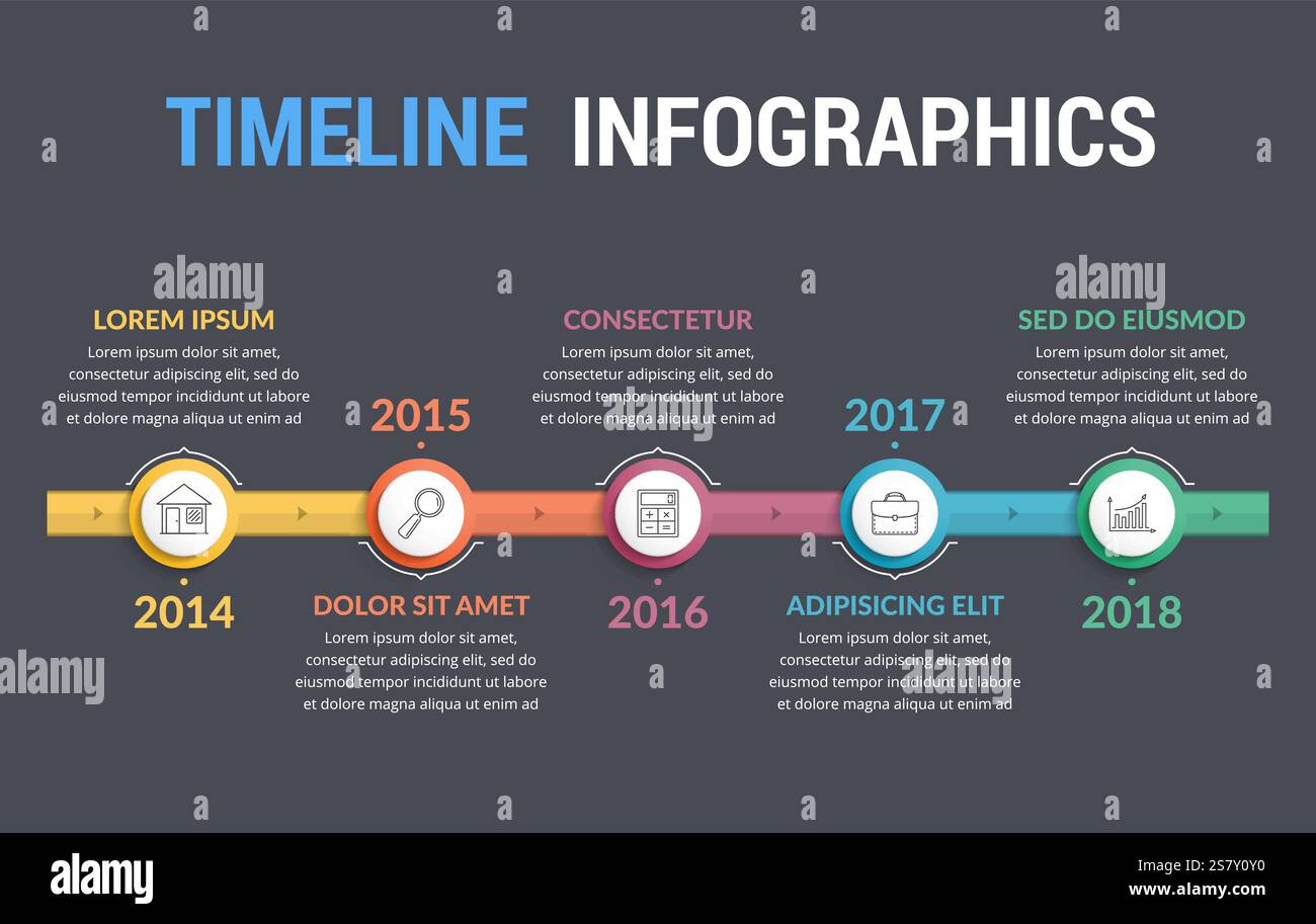 Timeline infographics template, workflow or process diagram, vector ...