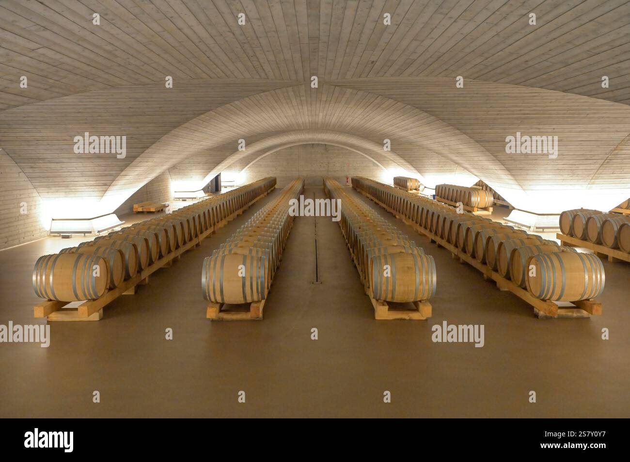 Fässer im Keller, Weingut Vie di Romans, Mariano del Friuli, Region ...