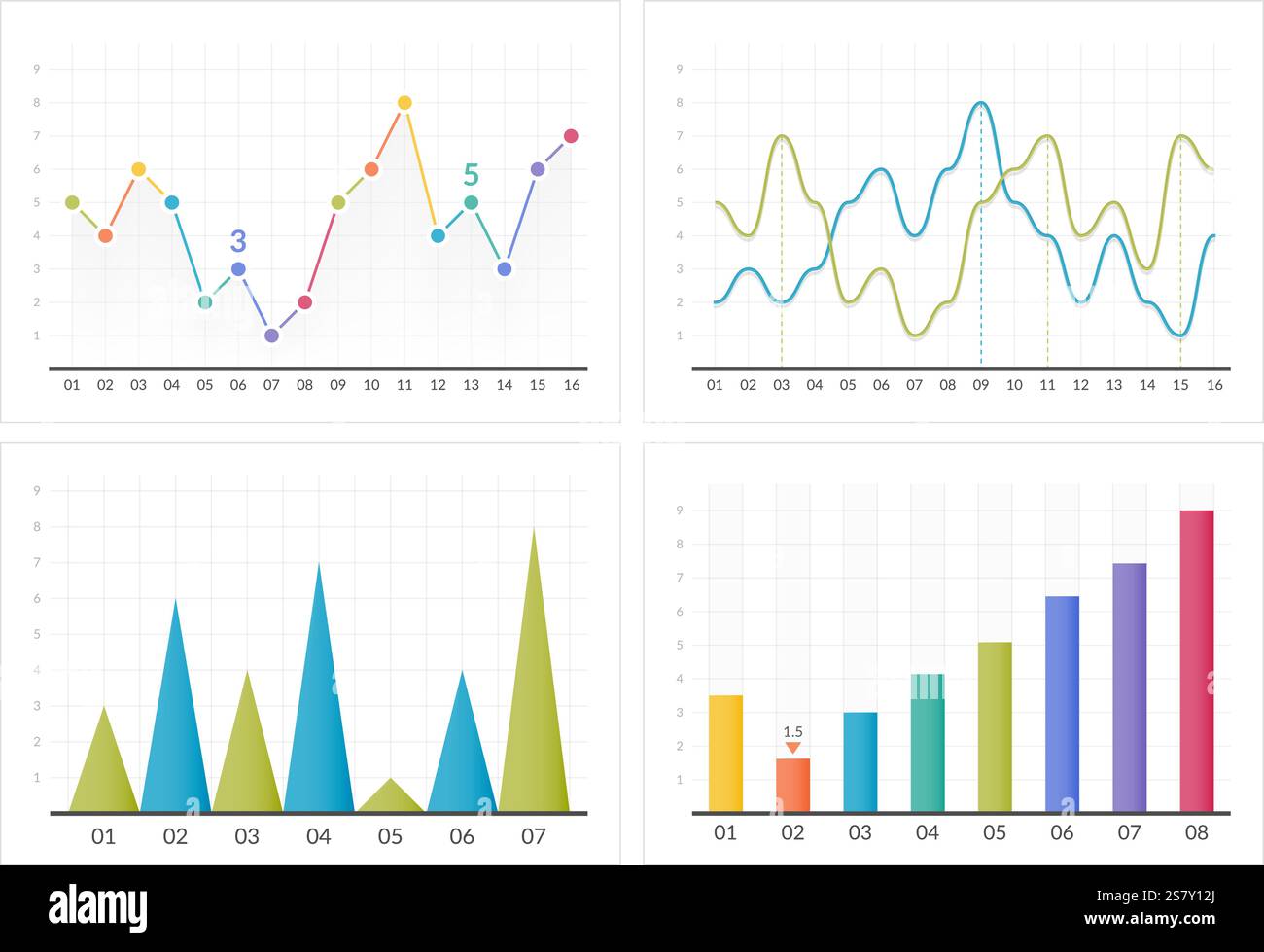 Bar and line charts, business infographics, vector eps10 illustration ...