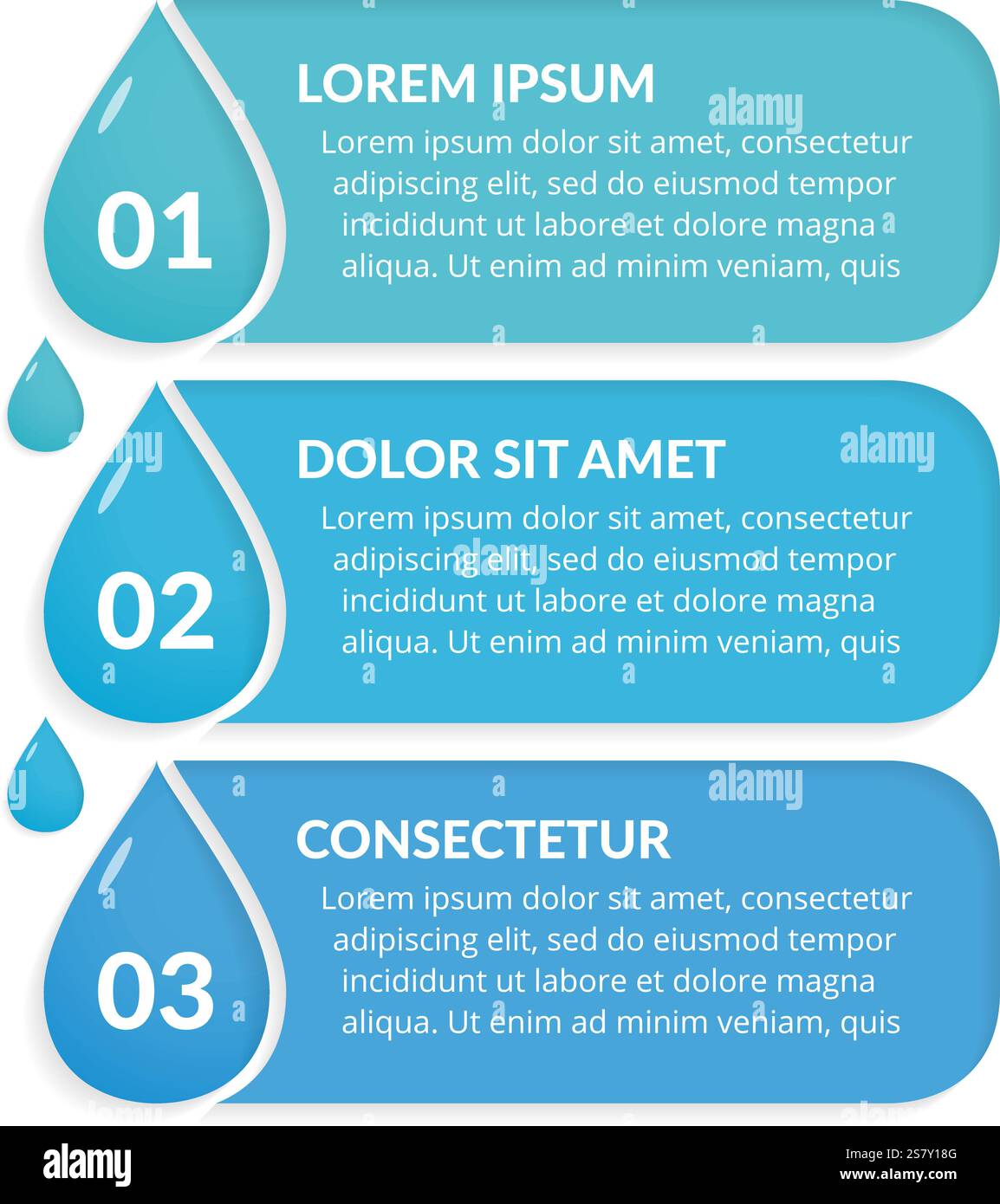 Infographic template with three steps with water drops, water infographics, vector eps10 ...