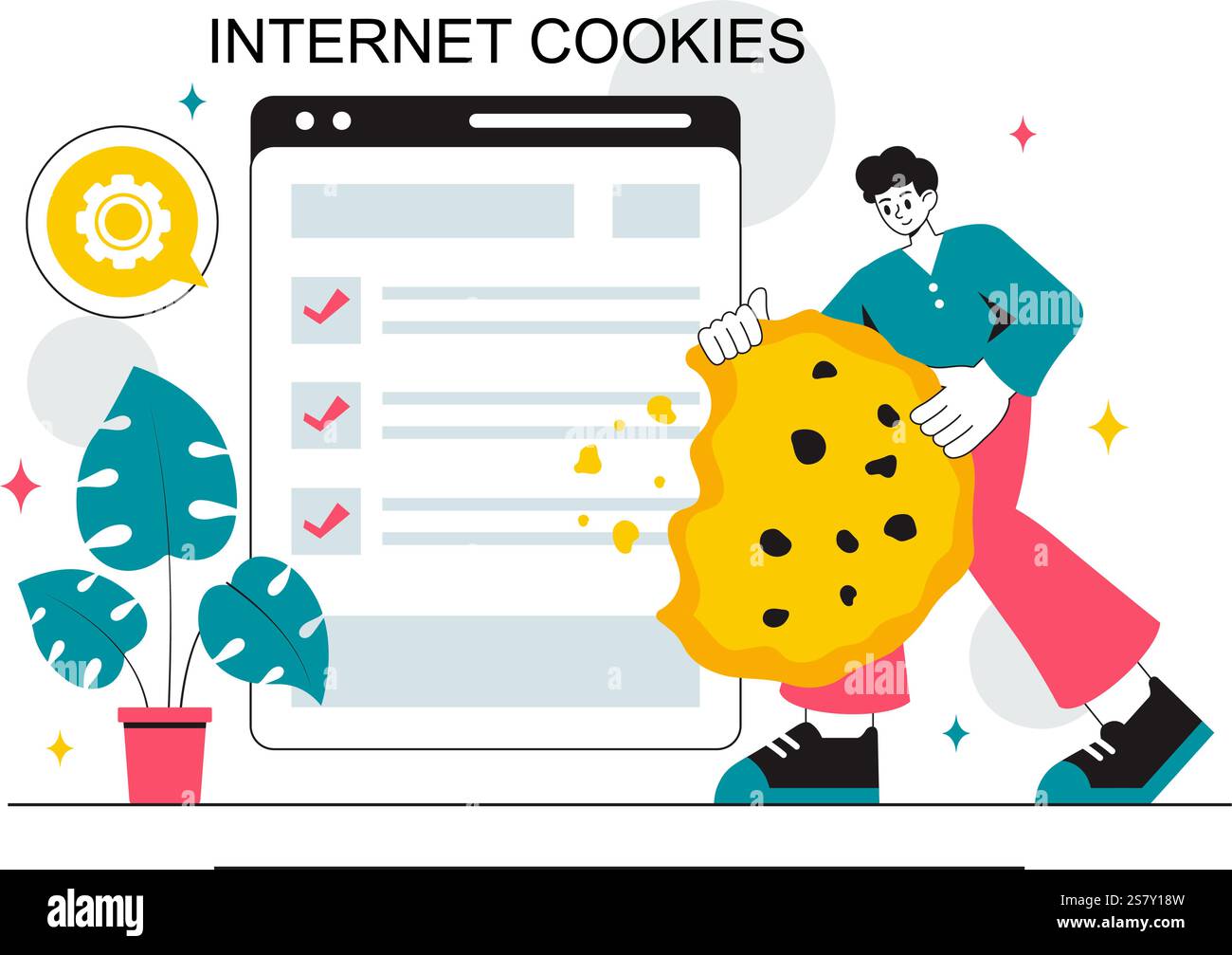Internet Cookies Technology Vector Illustration Featuring Tracking ...