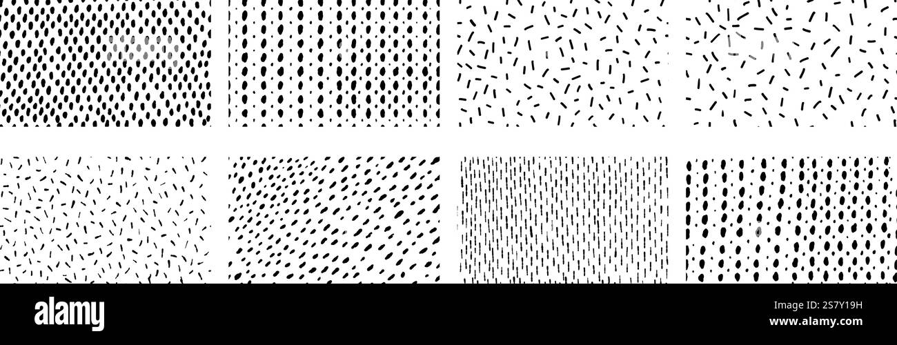 Set of simple background with small black lines. Vector seamless ...