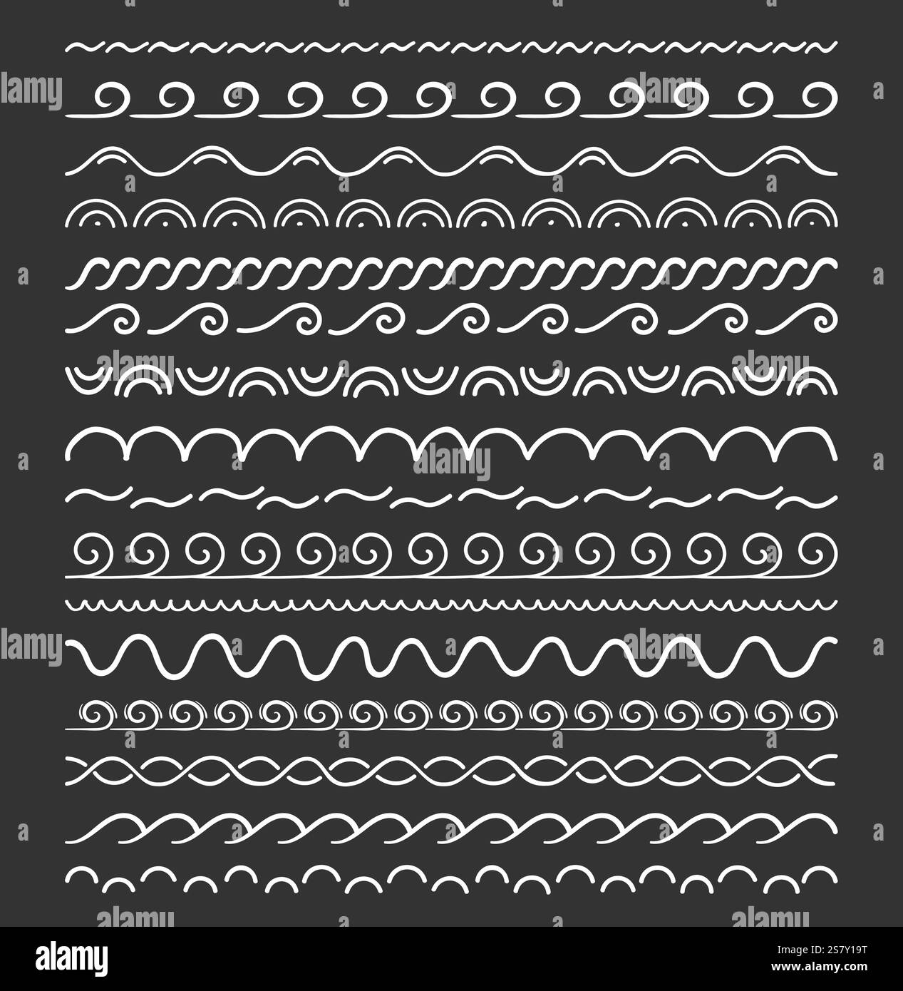 16 Hand drawn dividers - waves, dark background, vector eps10 ...