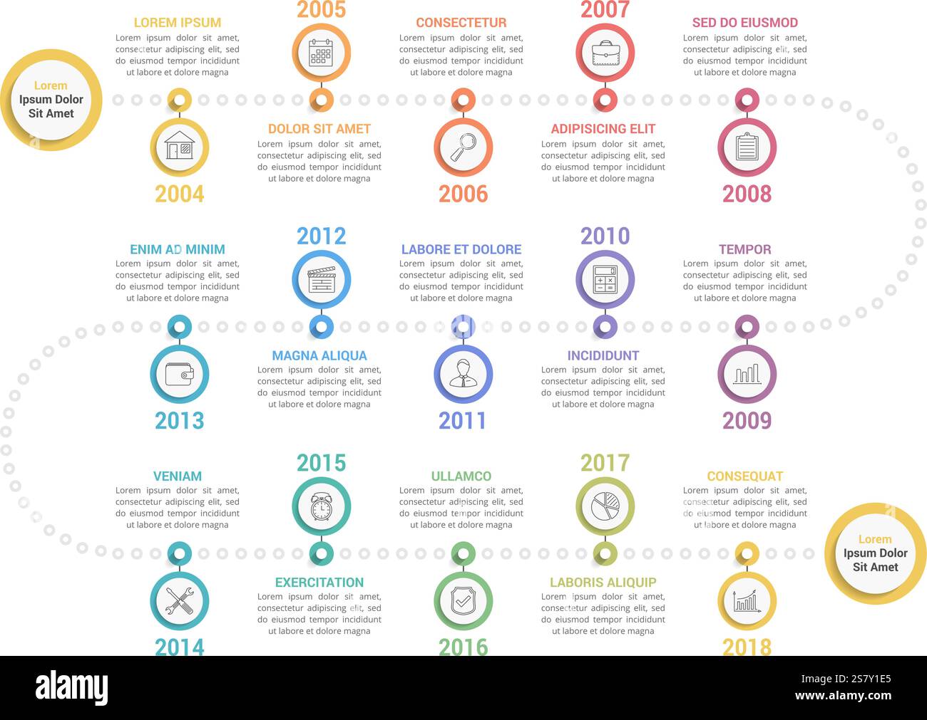Colorful timeline infographics template with 15 steps, workflow ...