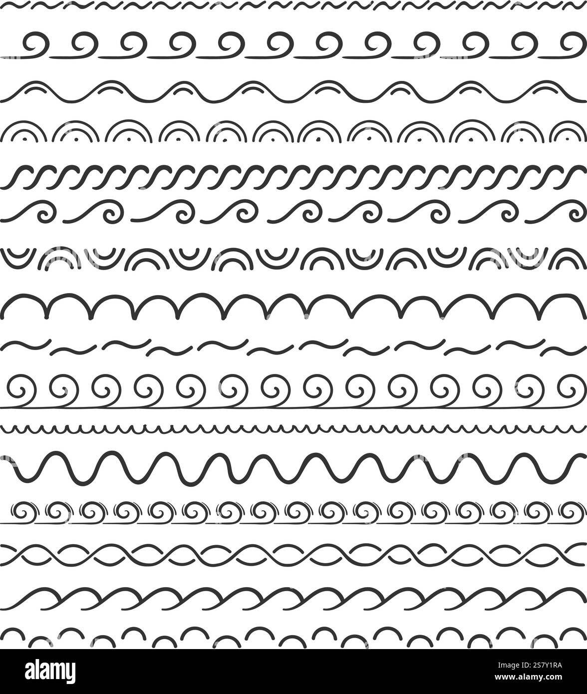 16 Hand drawn dividers - waves, white background, vector eps10 ...