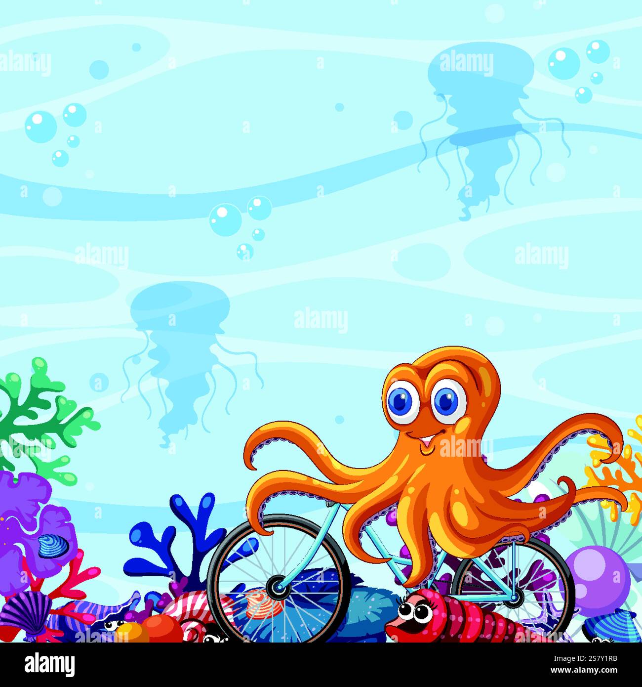 Octopus riding a bicycle under the sea Stock Vector Image & Art - Alamy