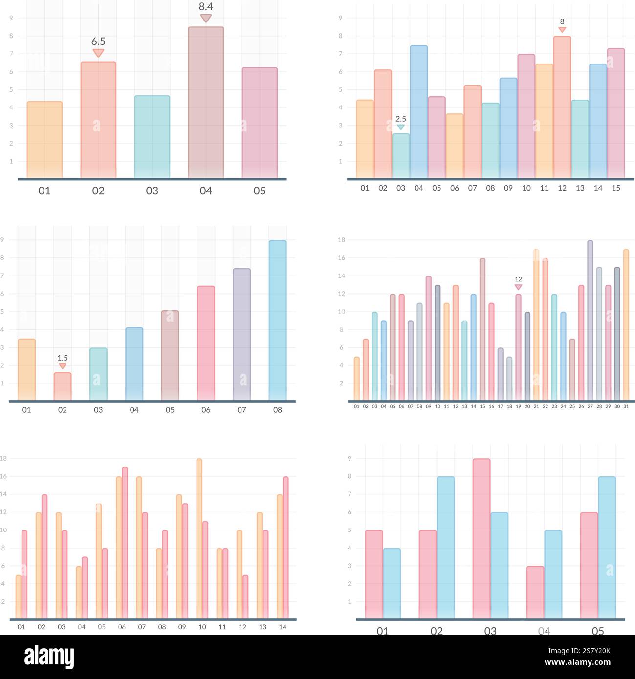 Set of transparent bar graphs, business infographics, vector eps10 ...