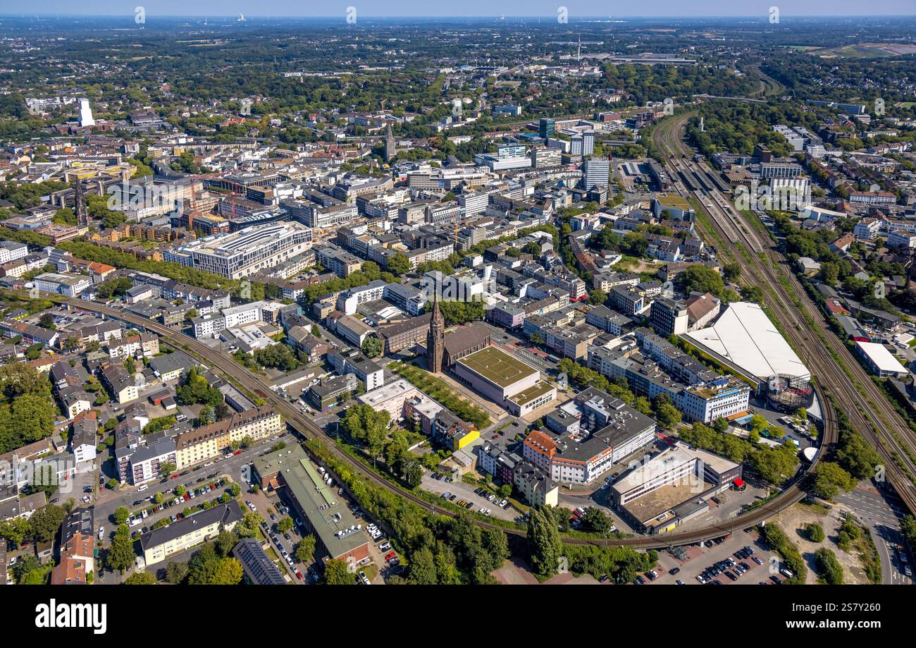 Aerial view, city center and city with main station Hbf, Husemann ...