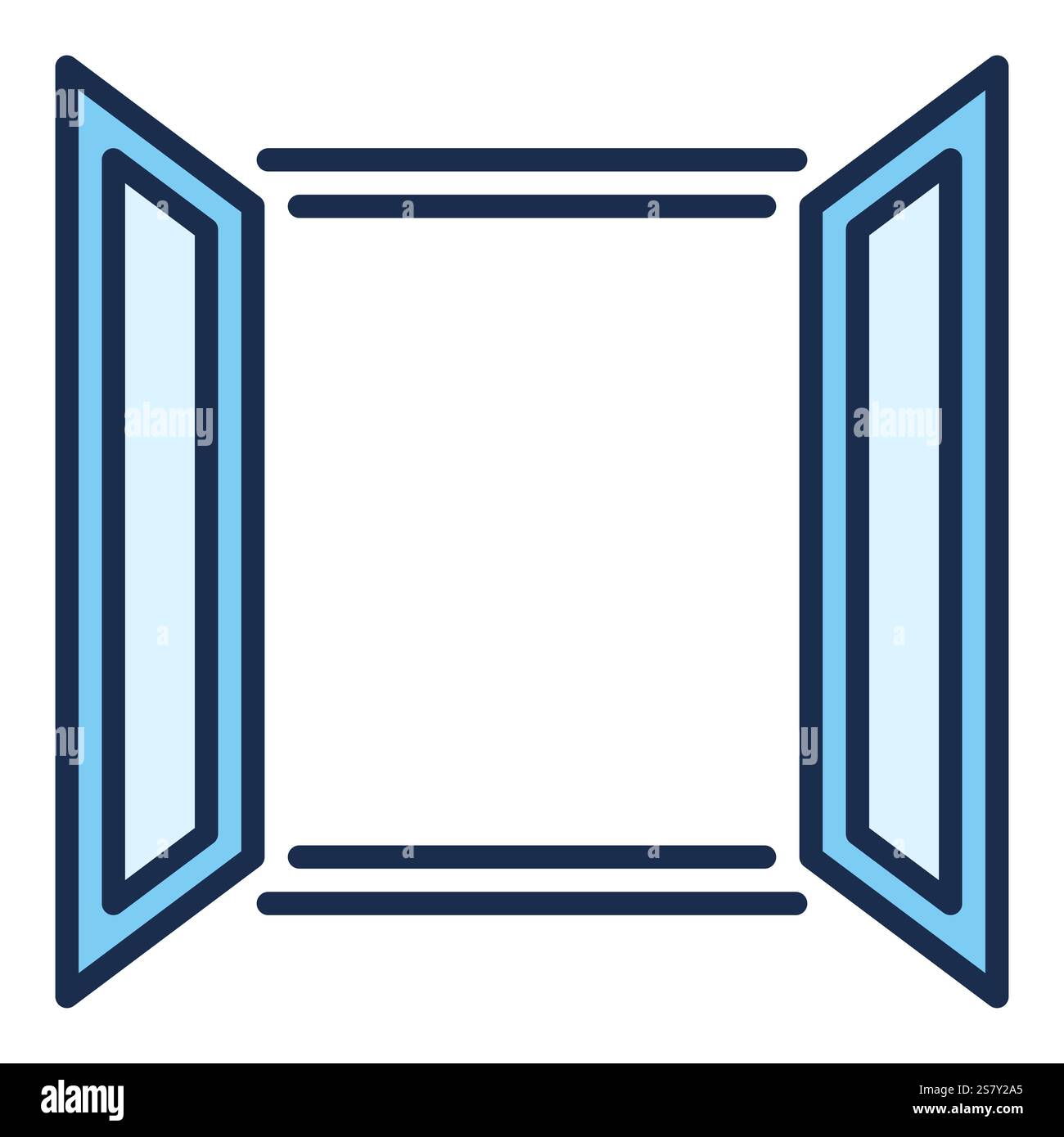 Vector Wide Opened Glass Window concept blue icon or symbol Stock ...