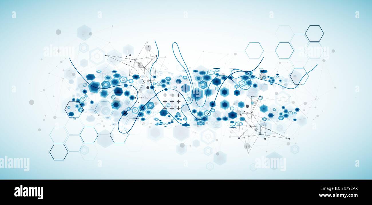 Abstract hexagon background with plexus effect for design works. Vector ...
