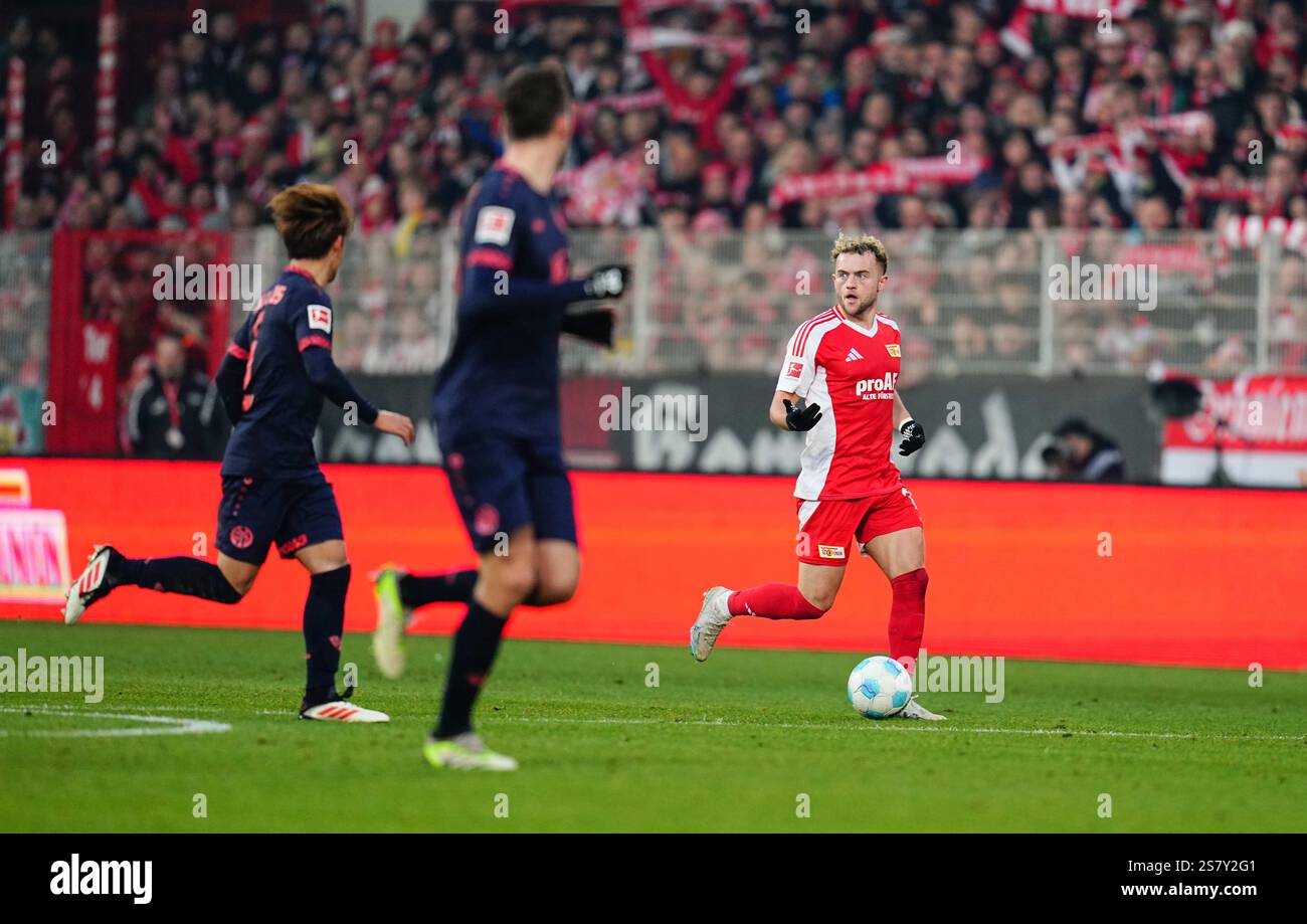 January 19 2025: Benedict Hollerbach of Union Berlin controls the ball ...