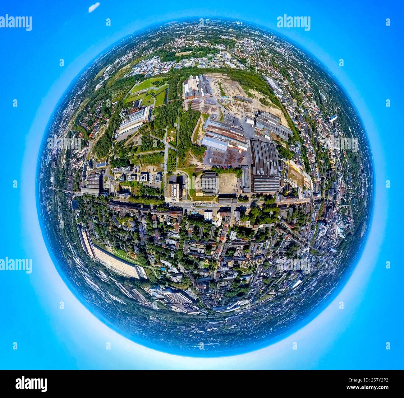 Aerial view, Westpark with Jahrhunderthalle, construction site, globe ...